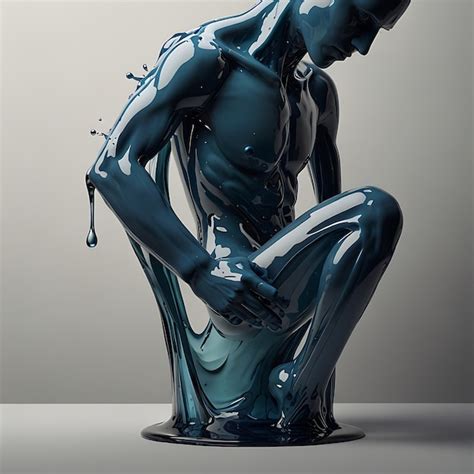 Human Form Composed Of Liquid Flowing Shapes Creating A Fluid Dynamic Representation Of Abstract