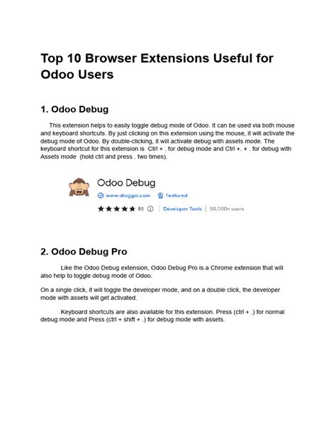 Browser Extensions Useful For Odoo Users Pdf Icon Computing Control Key