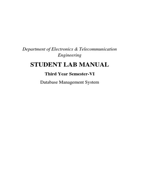 Dbms Lab Manual Extc Pdf Relational Database Databases