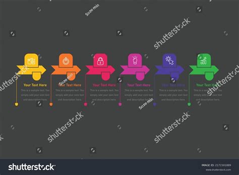 Infographics Flowchart Colored Shadows Scheme 6 Stock Vector Royalty