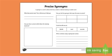 Precise Synonyms Worksheet Teacher Made Twinkl