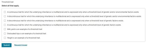 solved threshold trait select all that apply o a continuous