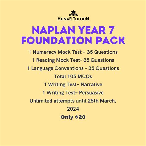 Year 7 Naplan Foundation Hunar Tuition Services