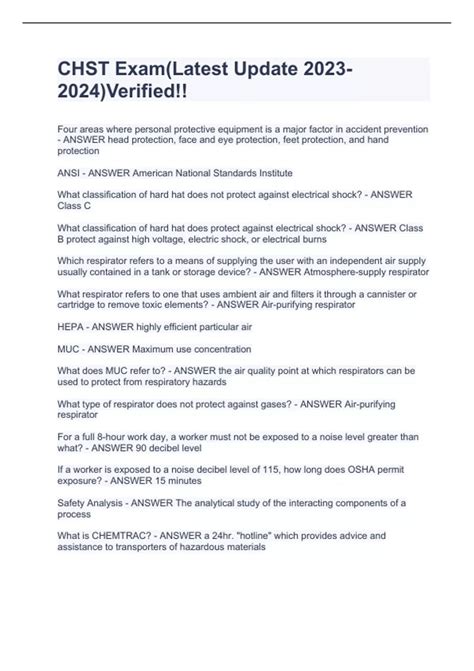 Chst Exam Latest Update Verified Chst Stuvia Us