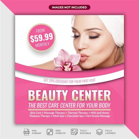 Premium Psd Beauty Center Post Template For Social Media