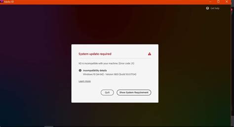 Solved Cannot Install Adobe Xd System Update Required Err Adobe Community 12043978