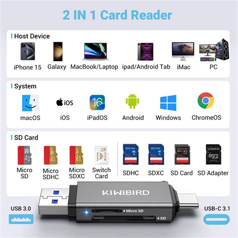 Iphone Air Kiwibird Compact Flash Cf Lettore Schede Sd Usb C Card Reader Micro Sd Tipo C Per Pc