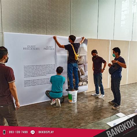 งานติดตั้ง Backdrop โครงไม้ พร้อมติดตั้งสติกเกอร์ ติดตั้งและรื้อถอน สถานที่ บริษัท Euro