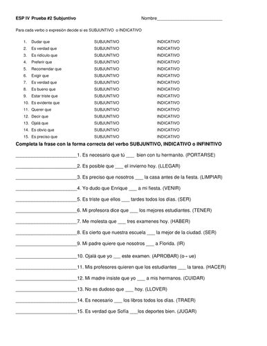 Quiz Subjunctive Vs Indicative Teaching Resources