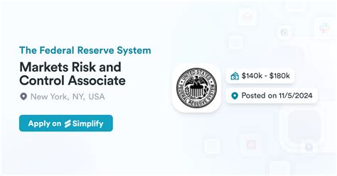 Markets Risk And Control Associate The Federal Reserve System