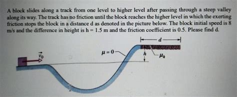 solved a block slides along a track from one level to higher