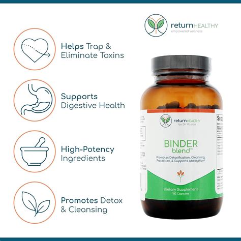 Return Healthy Binder Blend 180 Toxin Binder Detox Capsules For Gut