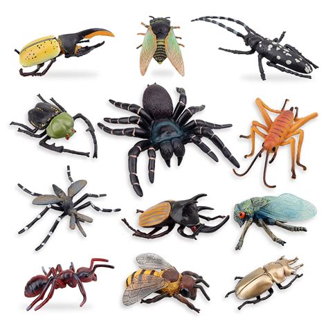 Toymany 12pcs Realistic Insects Figures Toys Plastic Bugs Figurines