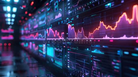 Abstract Concept Of Financial Data Analysis Featuring Screens With Stock Market Graphs And