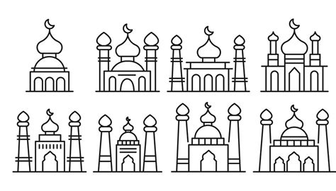 Premium Vector Mosque Set Design