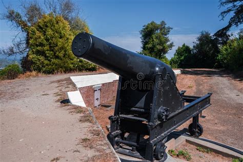Civil War Coastal Cannon At Presidio Bay Fort In San Francisco Stock