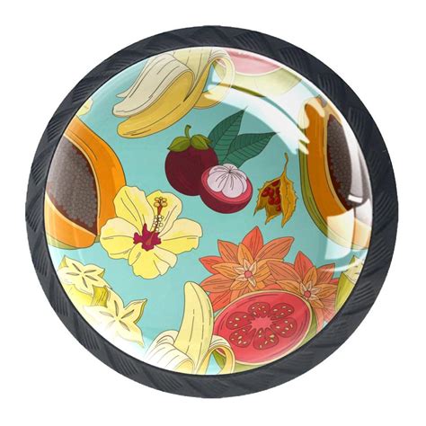 4 Pcs Fruits Flower Pattern Knobs For Kitchen Cabinet Cupboard Dresser Bookcase Drawer Pulls