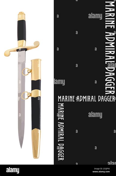 Marine Admiral Dagger 3d Vector Illustration Hand Drawn Illustration