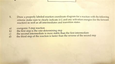 Solved Draw A Properly Labeled Reaction Coordinate Diagram