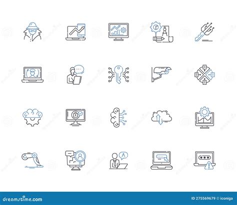 Cloud Line Icons Collection Virtualization Elasticity Scalability Availability Automation