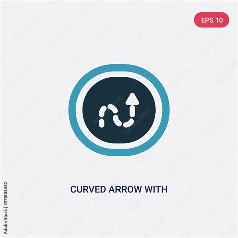 Two Color Curved Arrow With Broken Line Vector Icon From User Interface Concept Isolated Blue