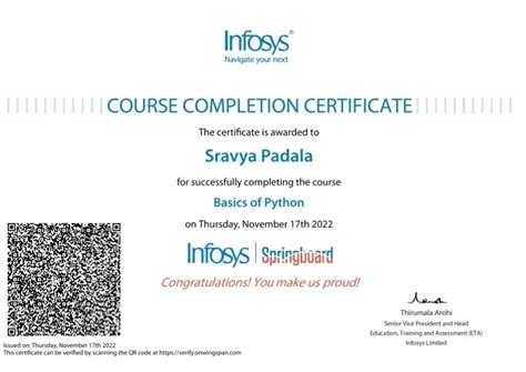 Sravya Padala On Linkedin Basicsofpython Infosysspringboard Infosys