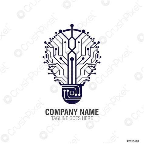 Bulb Tech Circuit Logo Design Electric Light Technology Icon Stock