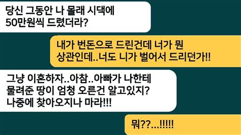 친정에 준 용돈은 친정엄마 환갑때 10만원 뿐인 남편이 시댁에는 매달 50만원씩 보냈는데내 숨겨둔 재산을 공개하고 이혼하자고