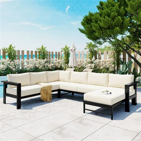 U Shaped Outdoor For Gardens Backyards And Balconies White 6 Seats