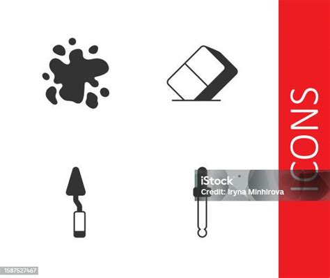 스포이드 색상 선택기 팔레트 페인트 스프레이 팔레트 나이프 및 지우개 고무 아이콘을 설정합니다 벡터 건강관리와 의술에 대한 스톡