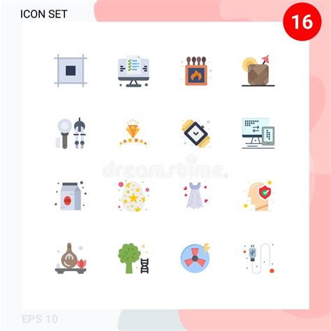 16 Thematic Vector Flat Colors And Editable Symbols Of Compass Search Fire Drink Juice Stock