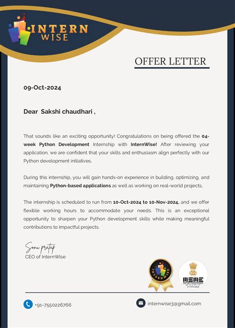 Internship Pythondeveloper Internwise Sakshi Chaudhari