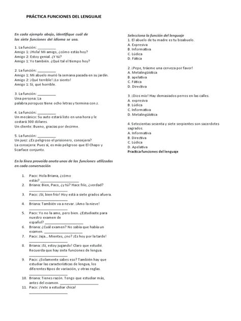 Practica Funciones Del Lenguaje 1 2023 Pdf