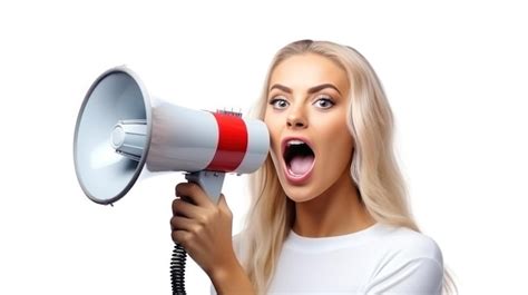 Premium Ai Image Girl With Megaphone Isolated