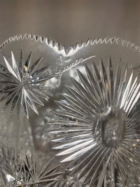 Large Vintage Signed Yasemin Clear Cut Crystal Vase Etsy