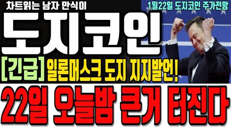 도지코인 긴급 일론머스크 도지 공식 석상에서 도지 지지발언한다 22일 오늘밤 큰거 터집니다 Feat만식이 밈코인도지코인 Youtube