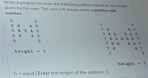 Solved Write A Program To Draw The Following Pattern Based Chegg