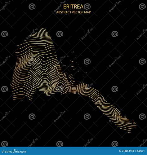 abstract map of eritrea vector illustartion of striped gold colored