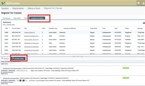Class Registration University Of South Florida