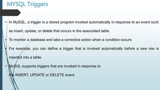 Trigger In Mysql PPTX Databases Computer Software And Applications