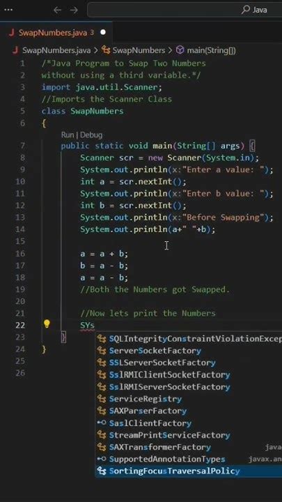 Javaprogram To Swap Two Numbers Without Using A Third Variable Java Coding Programming