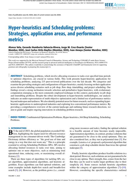 Pdf Hyper Heuristics And Scheduling Problems Strategies Application Areas And Performance