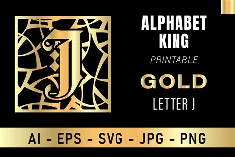 Letter J Gold Alphabet King Cutouts Graphic By Decoraz · Creative Fabrica
