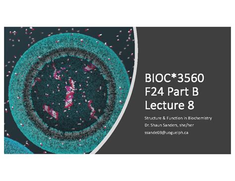 Bioc 3560 F24 Lecture 8 Bioc F24 Part B Lecture 8 Structure And Function In Biochemistry Dr