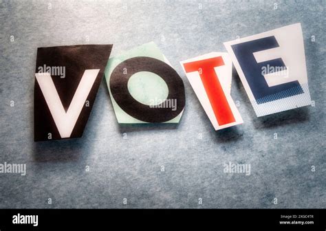 The Word Vote Using Cut Out Paper Letters In The Ransom Note Effect
