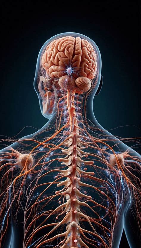 Human Anatomy With Focus On Nervous System Details Stock Illustration