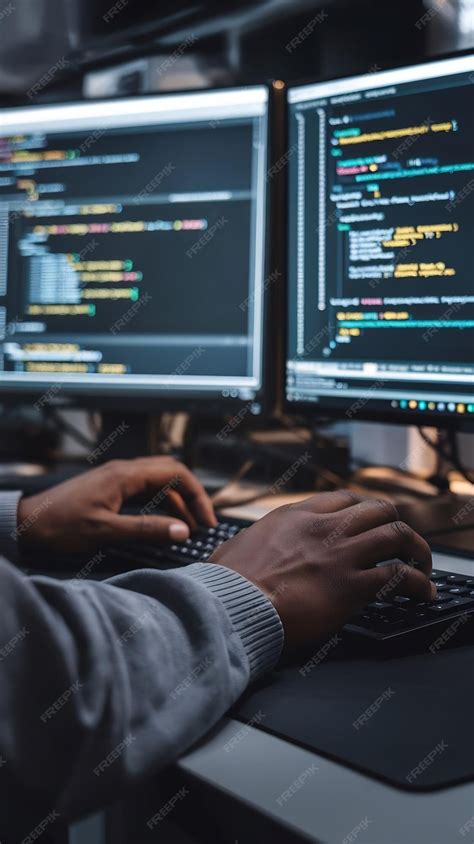 Close Up On Black Male Hands Typing On A Desktop Computer Keyboard In