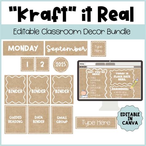 Kraft It Real Editable Classroom Decor Bundle By Love Co Studio