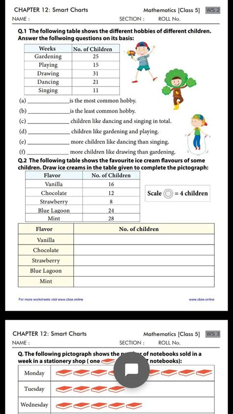 Chapter 12 Smart Charts Mathematics Class 5 Ws 2 Name Section Roll
