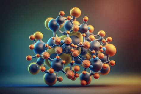 Abstract Molecules Design Molecular Structure With Spherical Particles